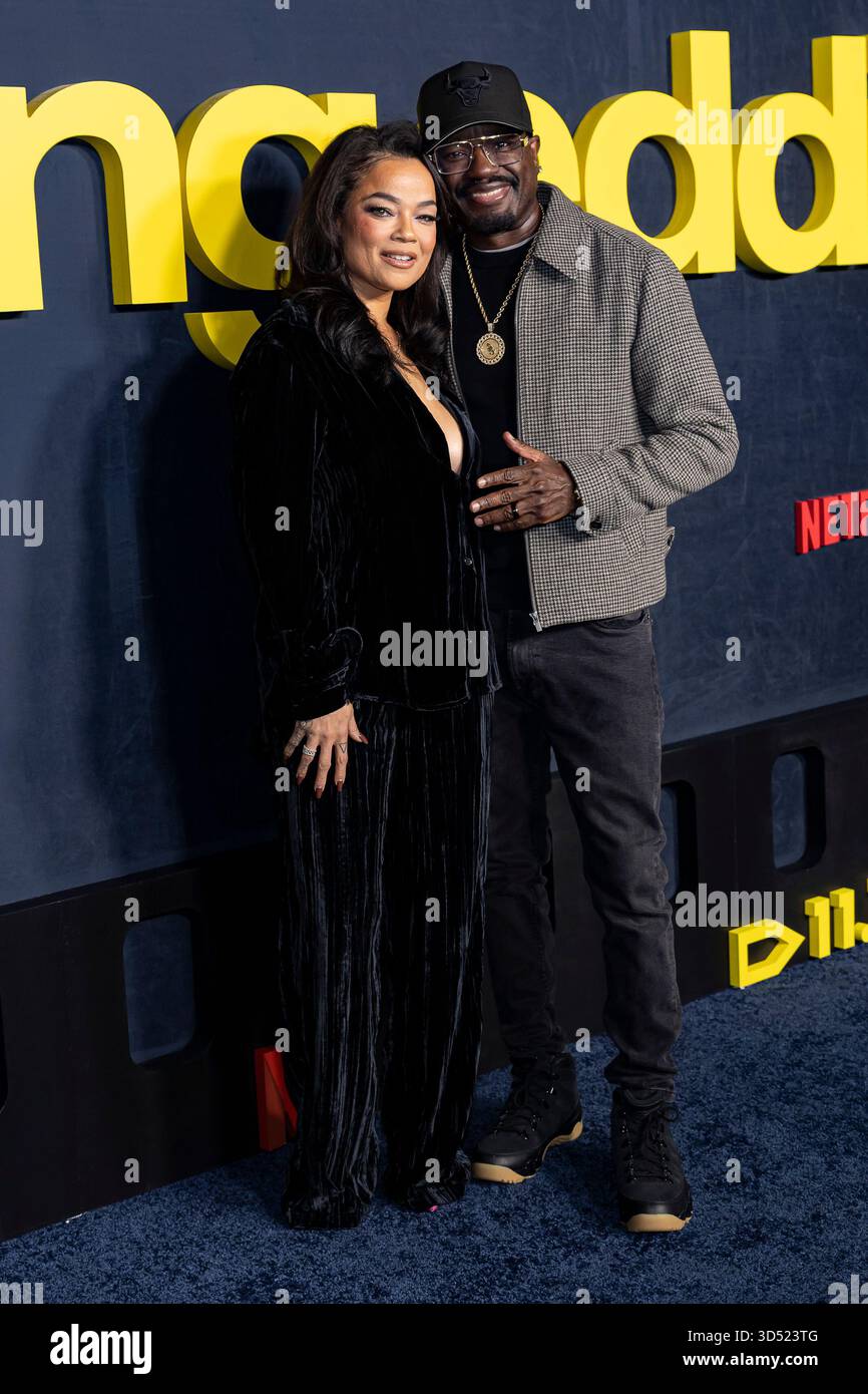 Dannella Lane and Lil Rel Howery attend the arrivals of Netflix’s Los ...