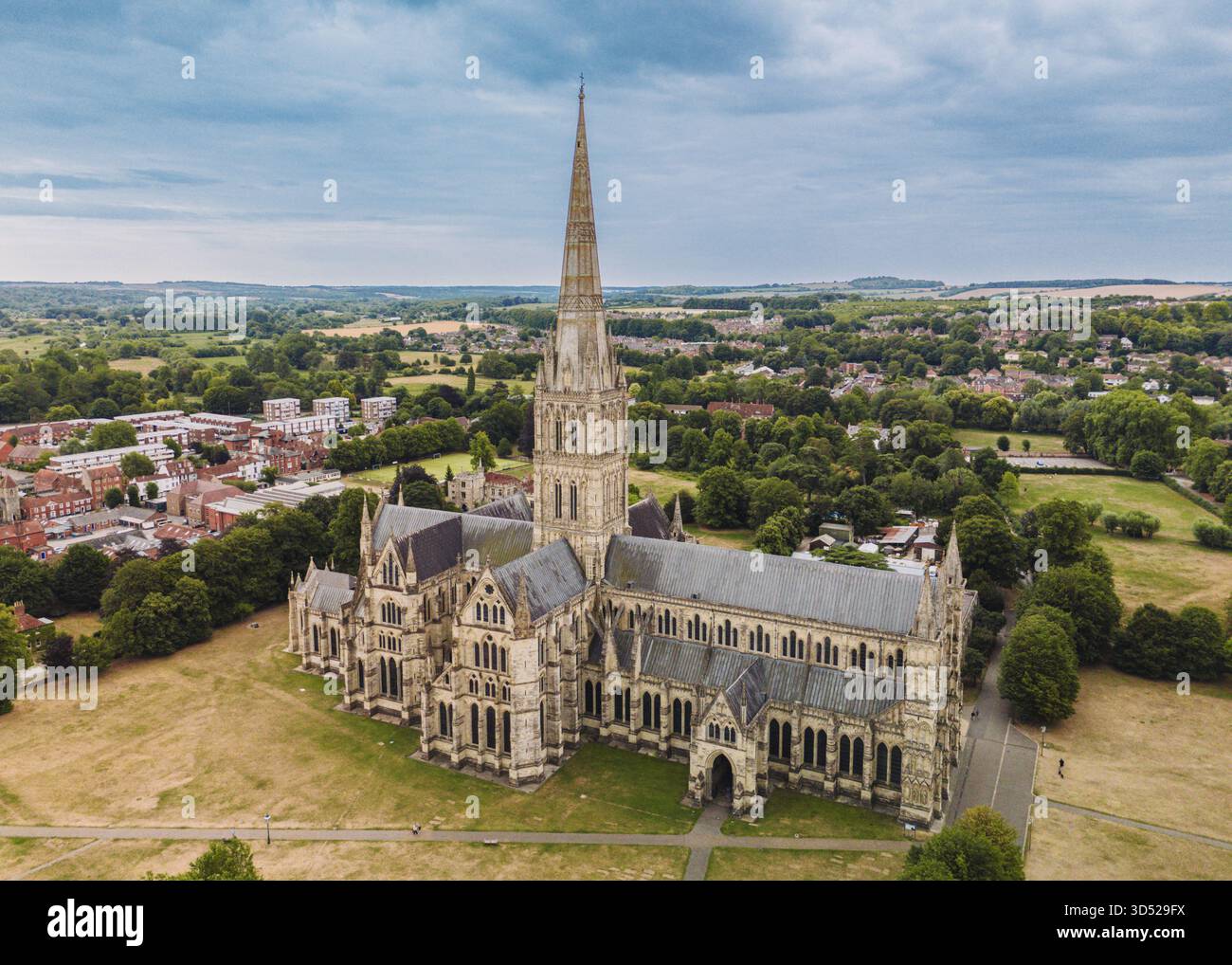 Salisbury UK: 27th July 2025: Salisbury Cathedral towers elegantly in ...