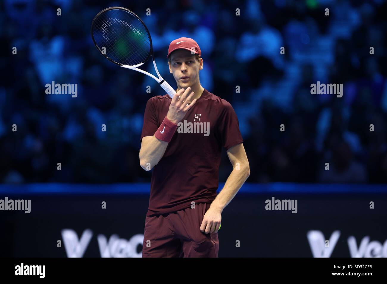 Jannik Sinner of Italy looks on during the Round Robin singles match ...