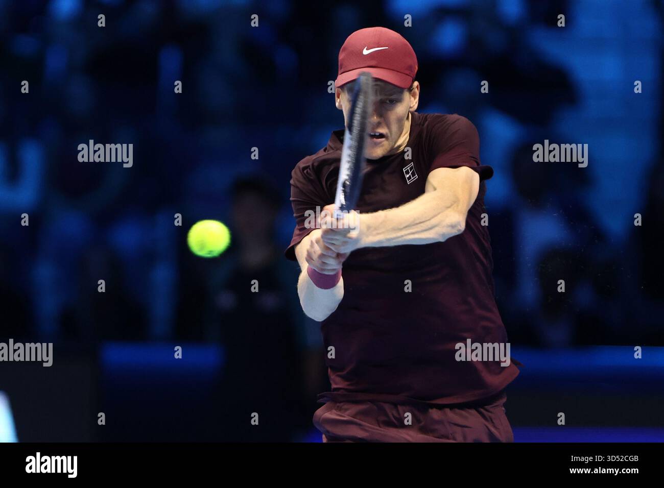 Jannik Sinner of Italy in action during the Round Robin singles match ...