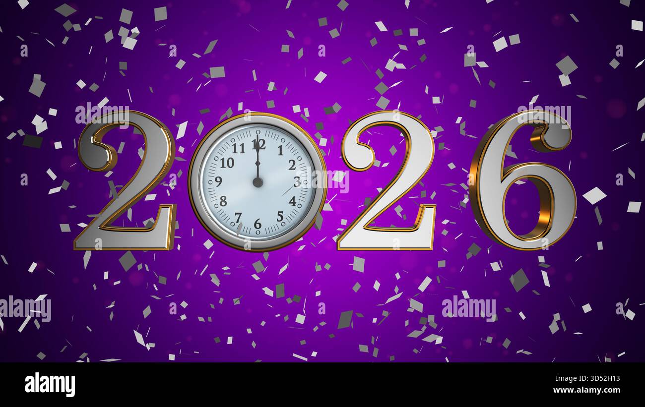 New year 2026 clock hi-res stock photography and images - Alamy