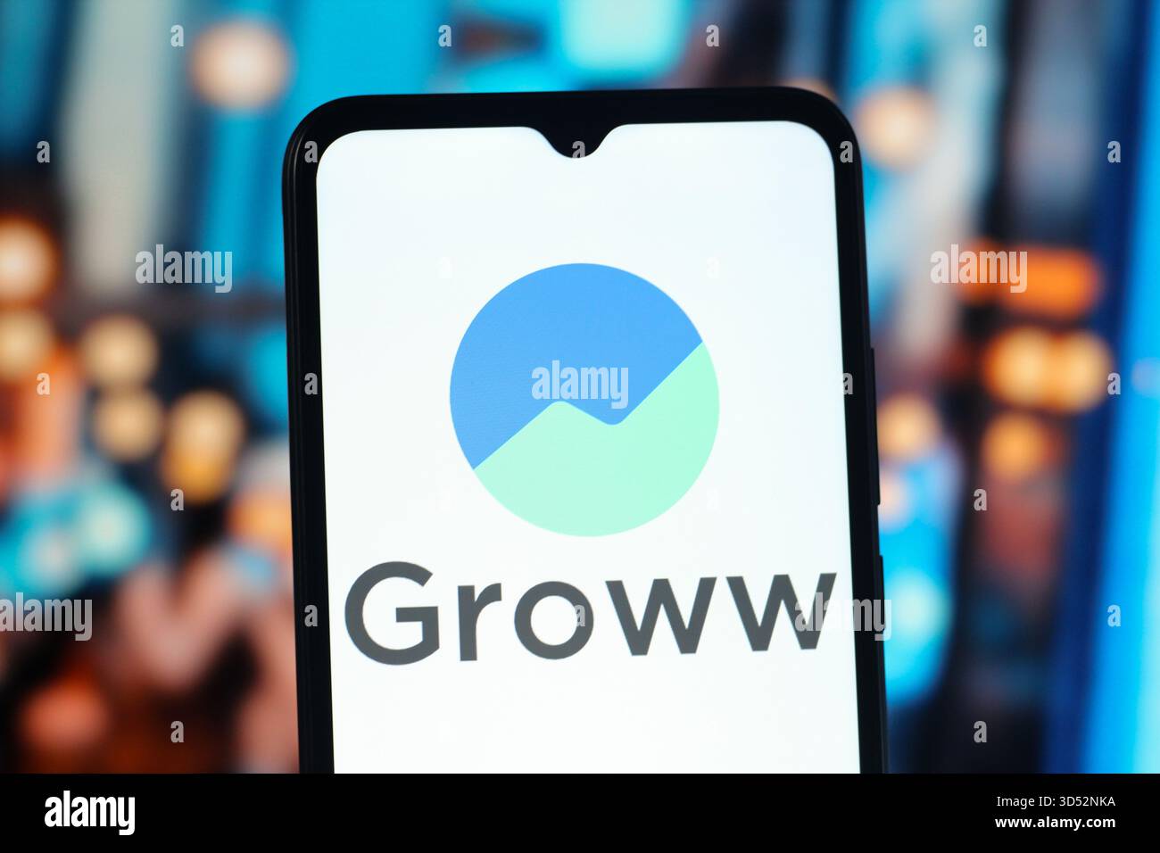 In this photo illustration, the Groww logo is seen displayed on a ...