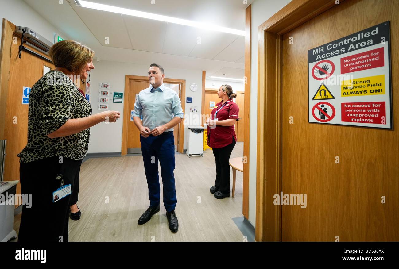Health Secretary Wes Streeting speaks to Louise Bunny (left ...