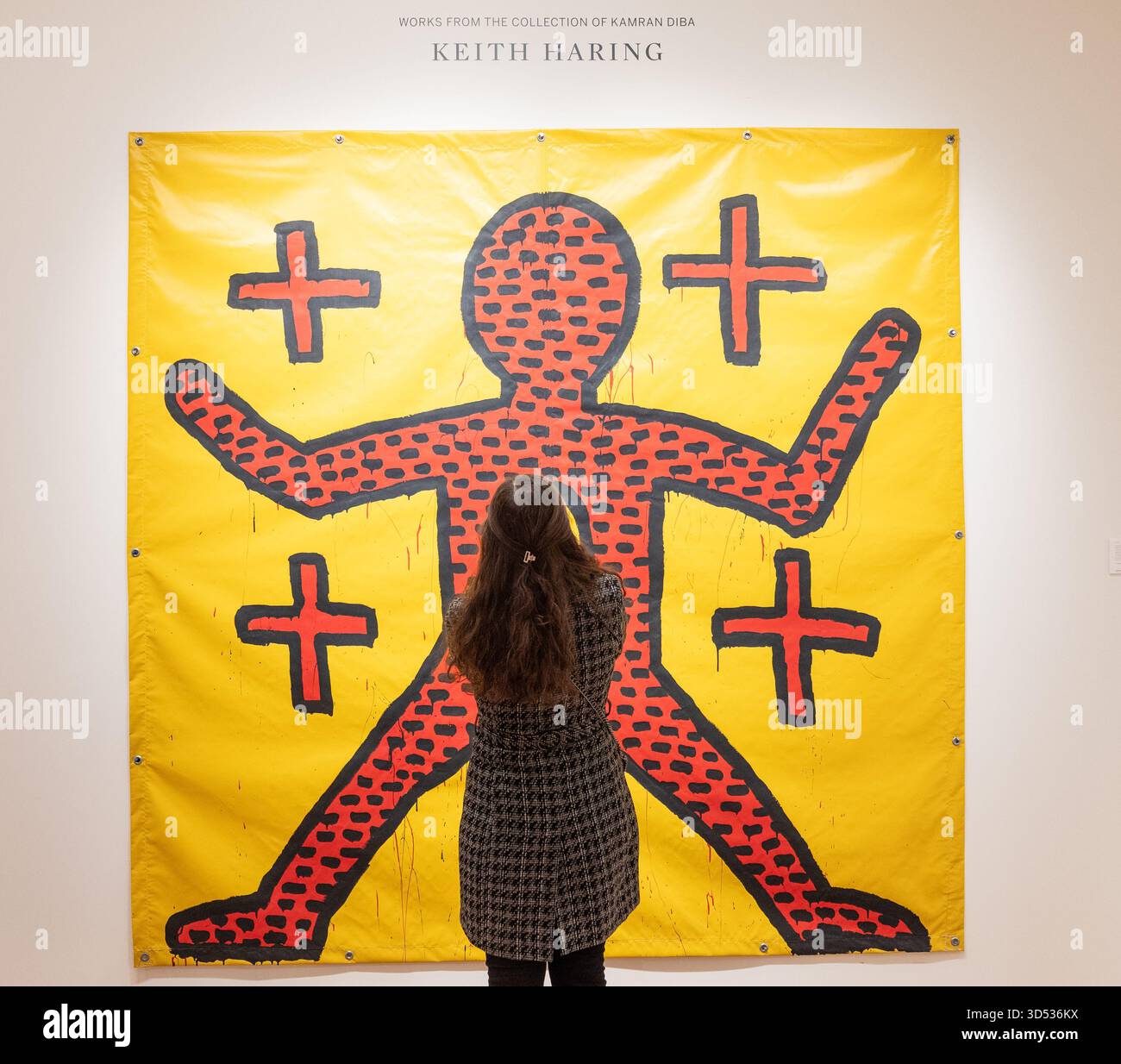 New York, New York, USA. 12th Nov, 2025. A visitor examines Keith ...