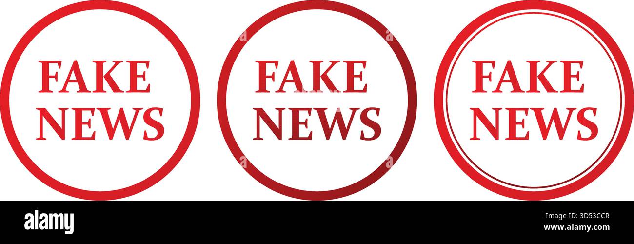 Fake News Circular Labels for Media Awareness and Caution Stock Vector ...