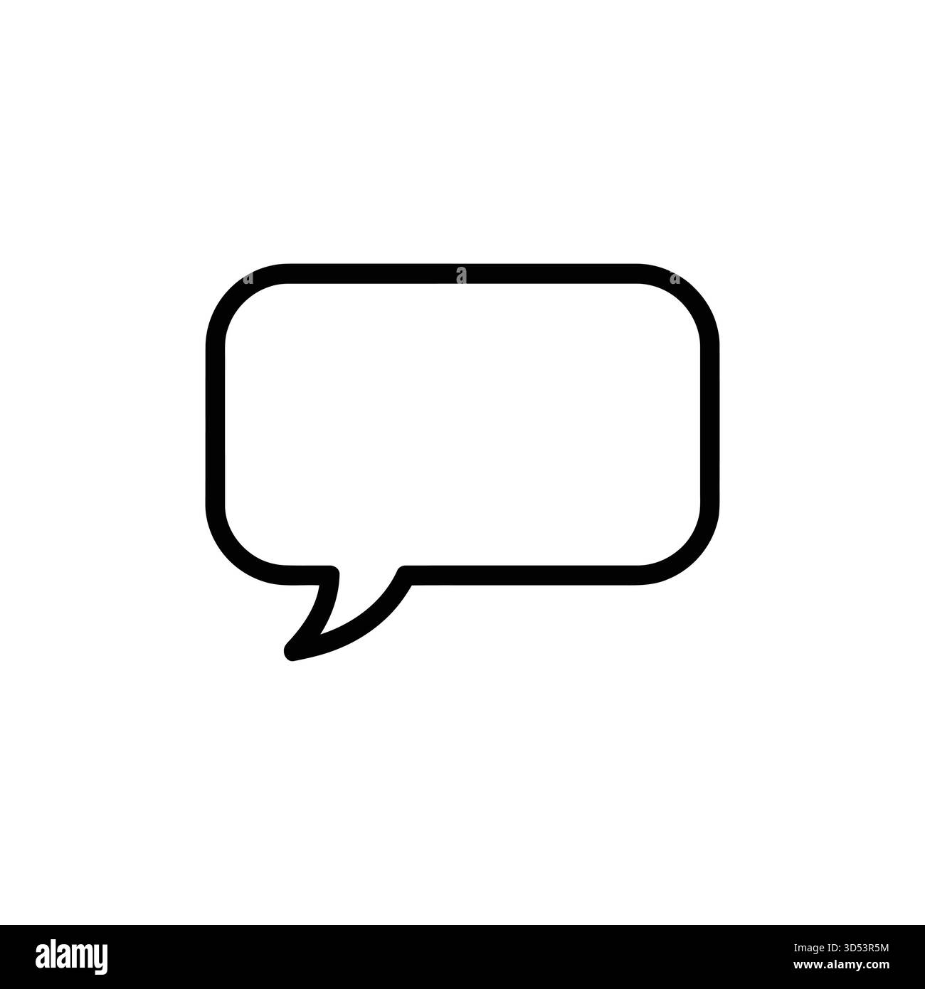 A minimalist black outline of a rounded rectangular speech bubble with ...