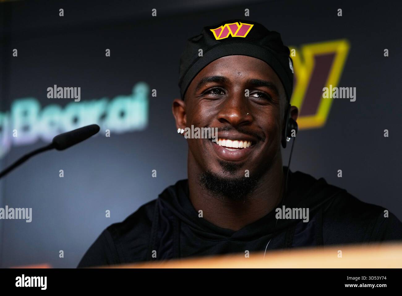 Washington Commanders safety Quan Martin speaks with media after a ...
