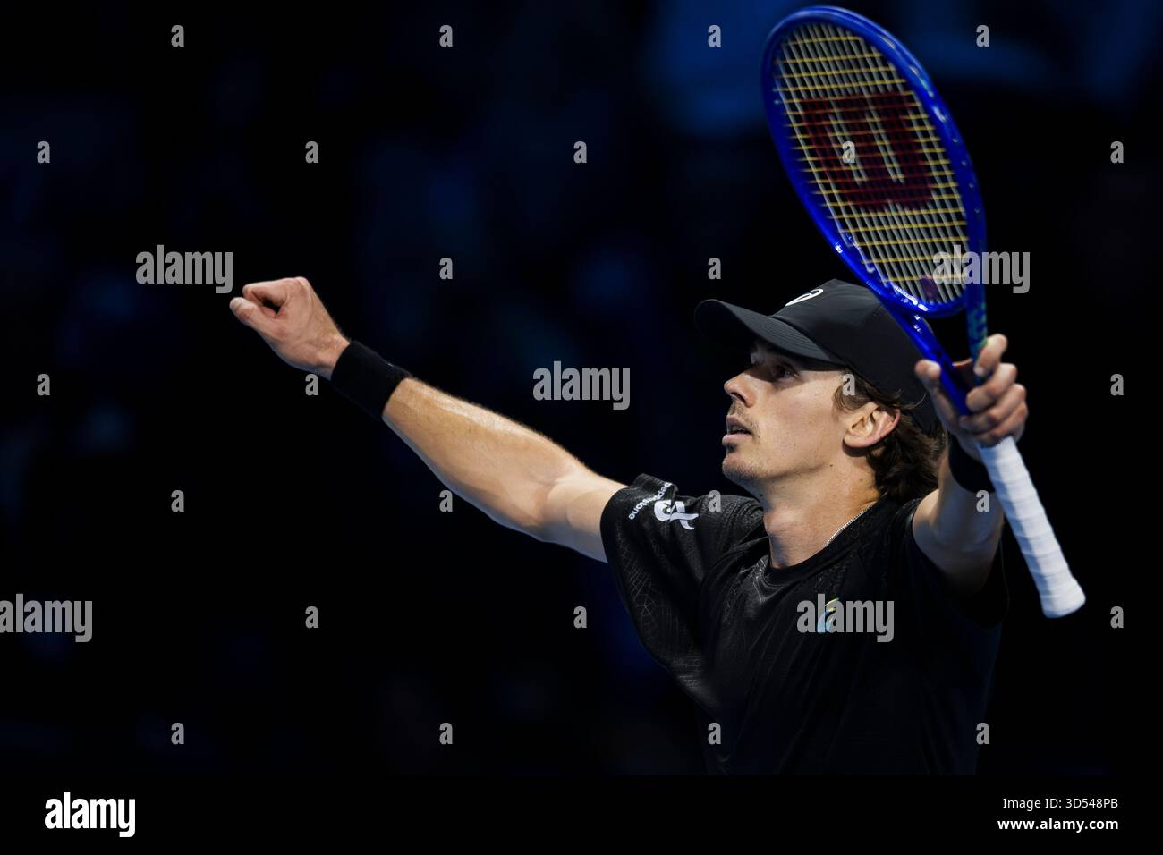 Alex de Minaur of Australia celebrates the victory at the end of his ...