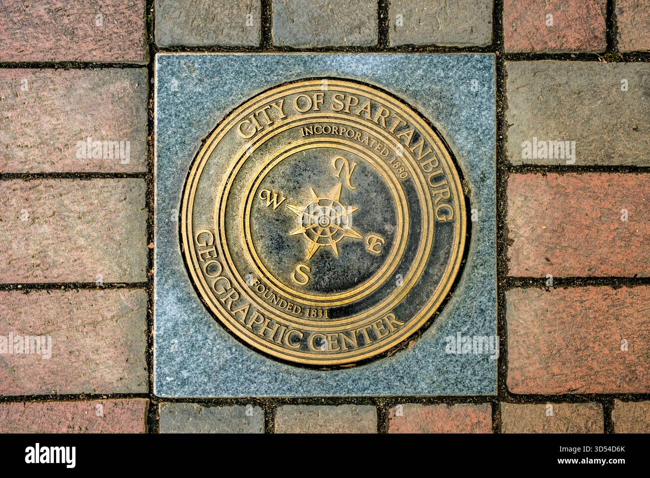 Spartanburg, South Carolina Geographic Center plaque Stock Photo - Alamy