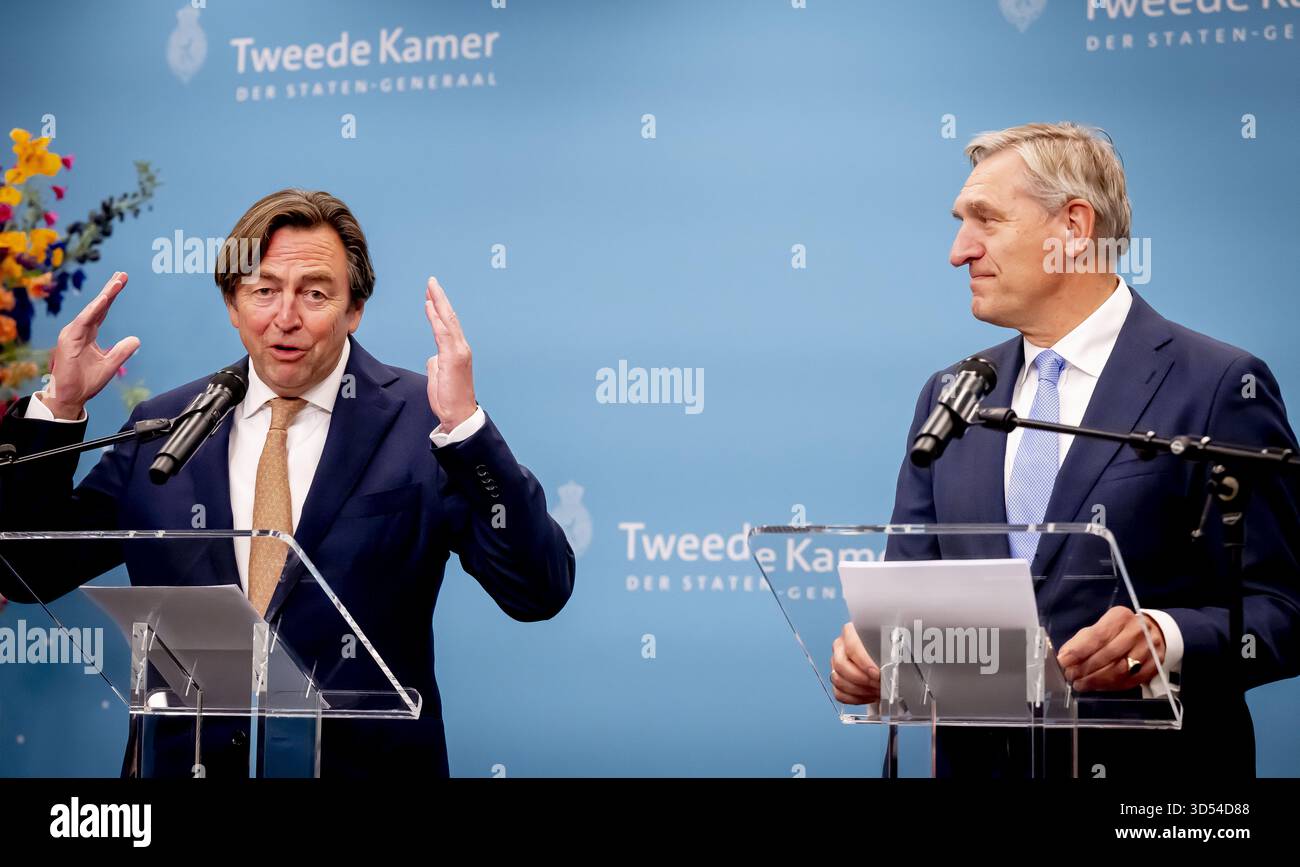 THE HAGUE - Informateurs Sybrand Buma and Hans Wijers during a press ...