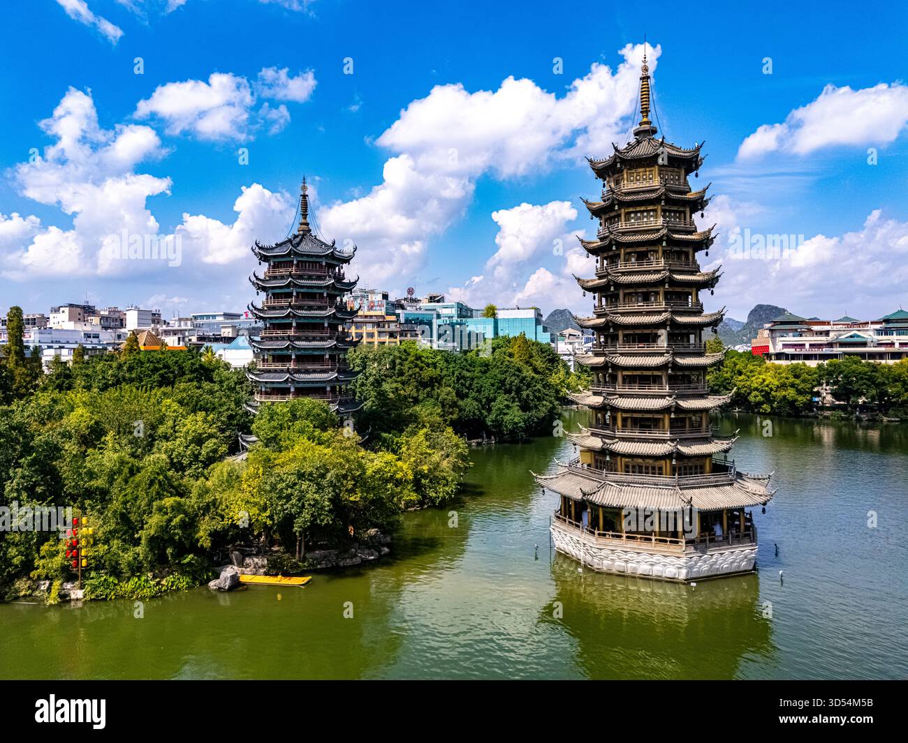 GUILIN, CHINA - OCT 3, 2025: The Sun and Moon Pagodas in Shan Lake in ...