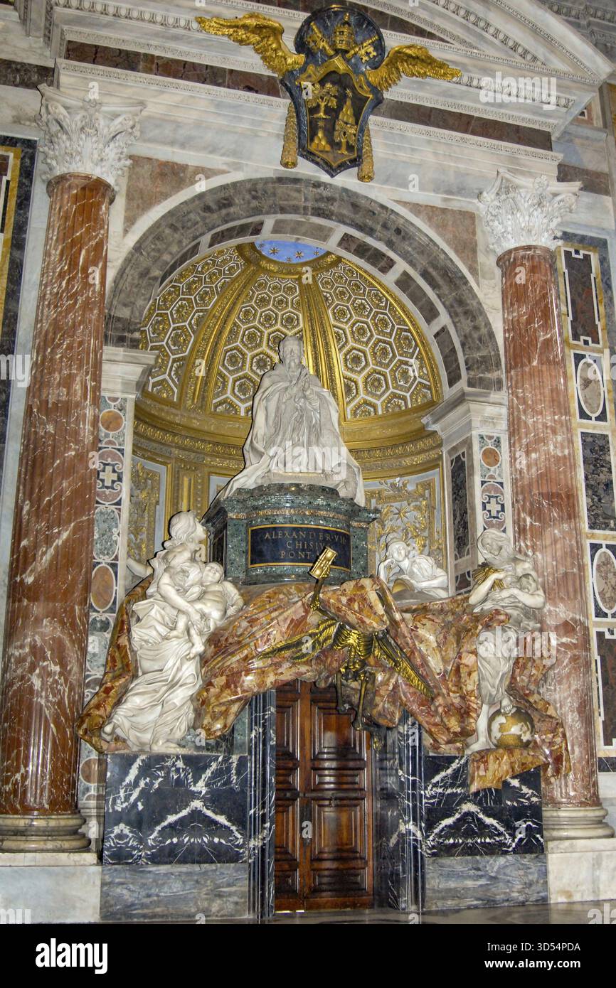 Opulently designed tomb of Pope Alexander VII in St. Peter's Basilica ...