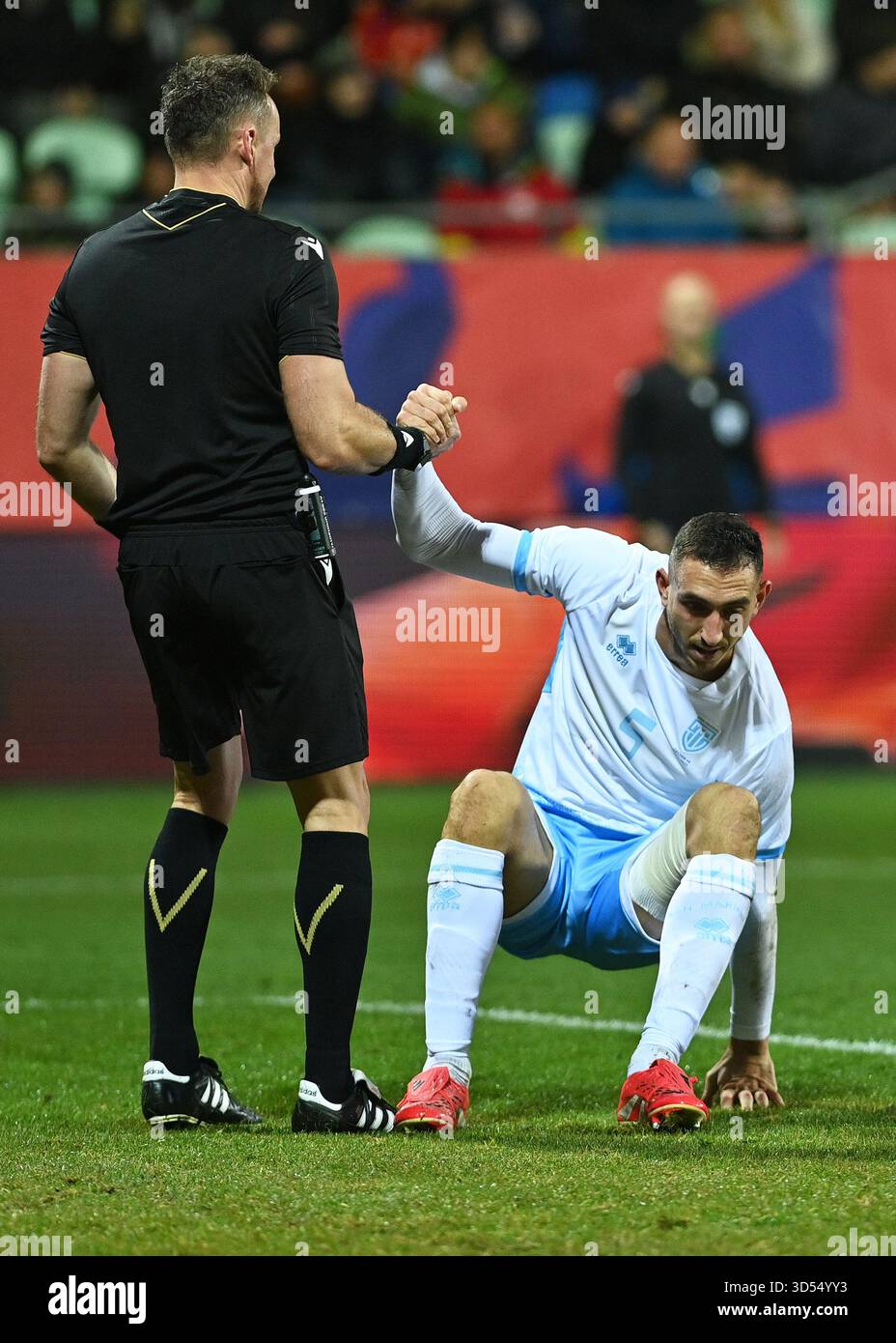 Karvina, Czech Republic. 13th Nov, 2025. L-R Polish referee Pawel ...