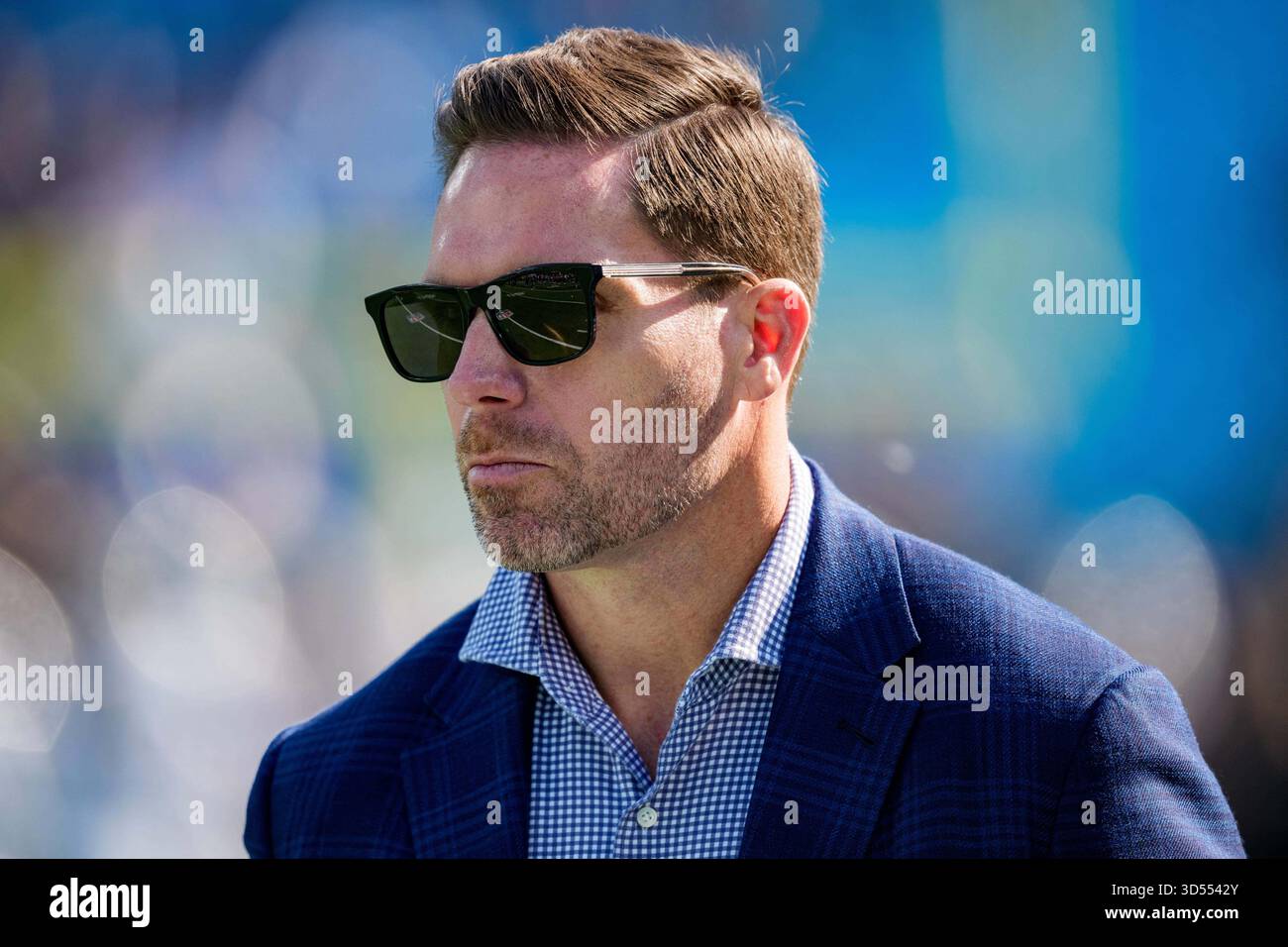 Carolina Panthers general manager Dan Morgan looks on before an NFL ...