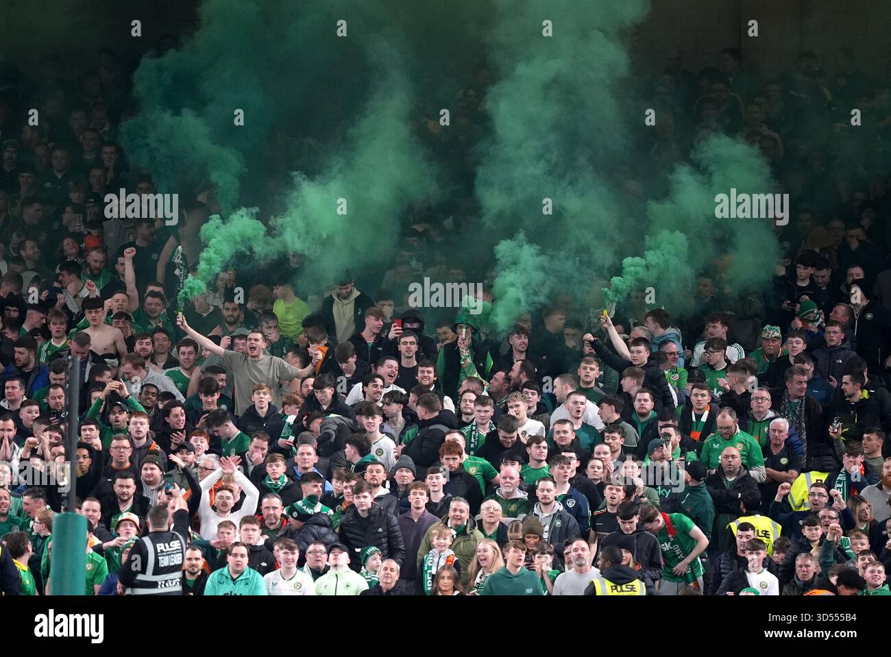 Ireland fans in the stands set off flares during the 2026 FIFA World ...