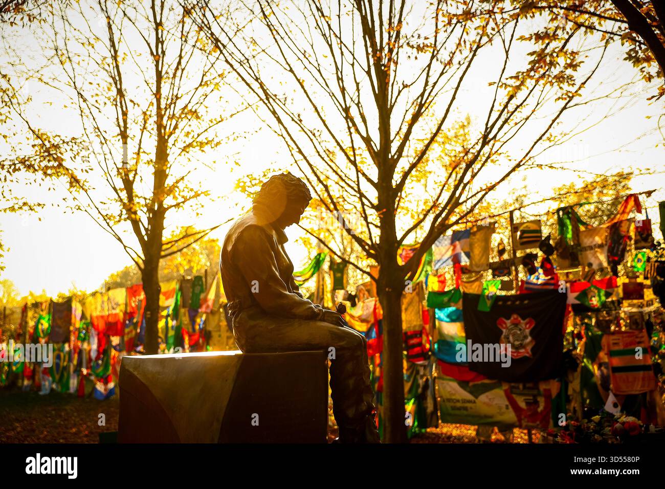 Senna monument at Tamburello corner, during a test of Cadillac F1 Team ...