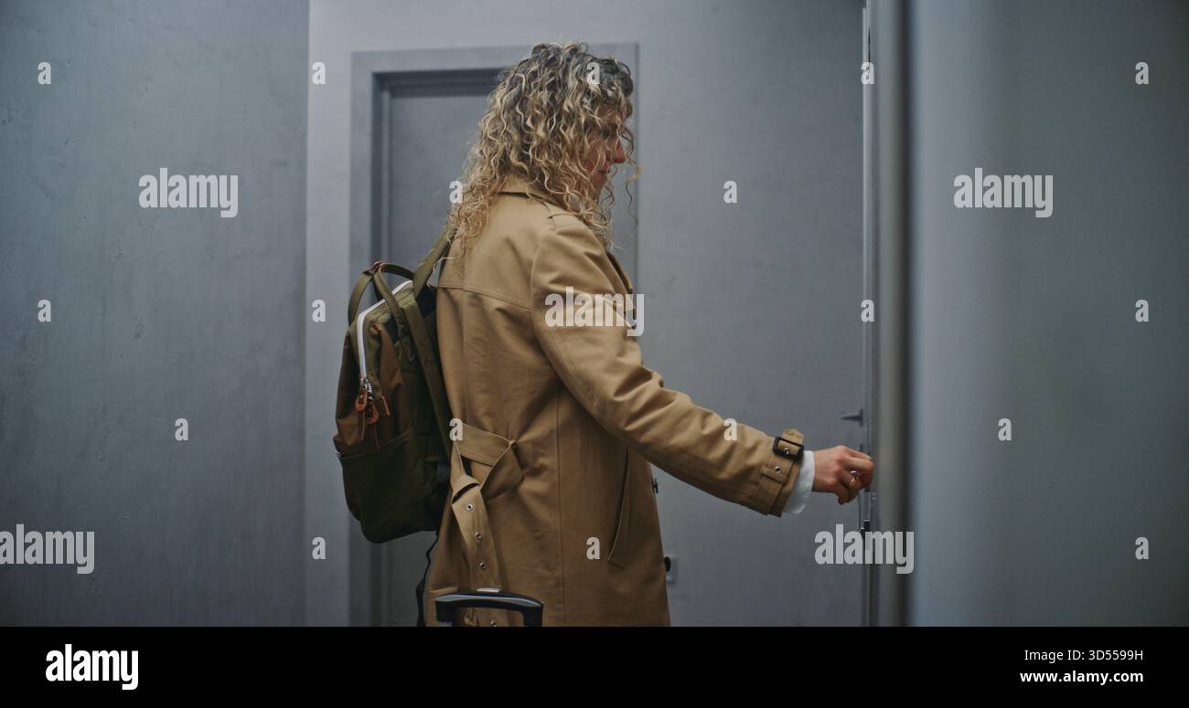 Female guest backpack rolling suitcase hi-res stock photography and ...