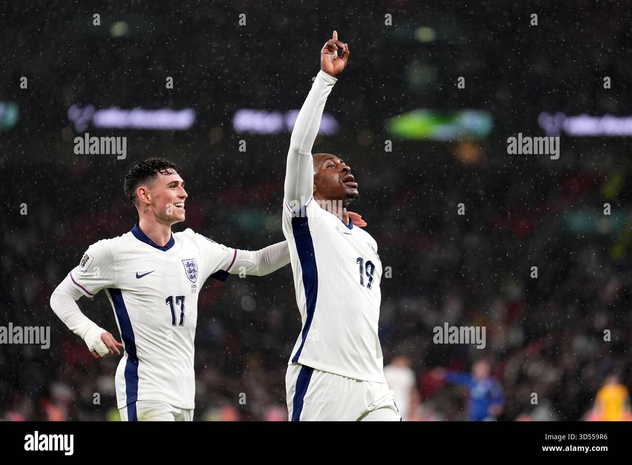England's Eberechi Eze celebrates scoring their side's second goal of ...