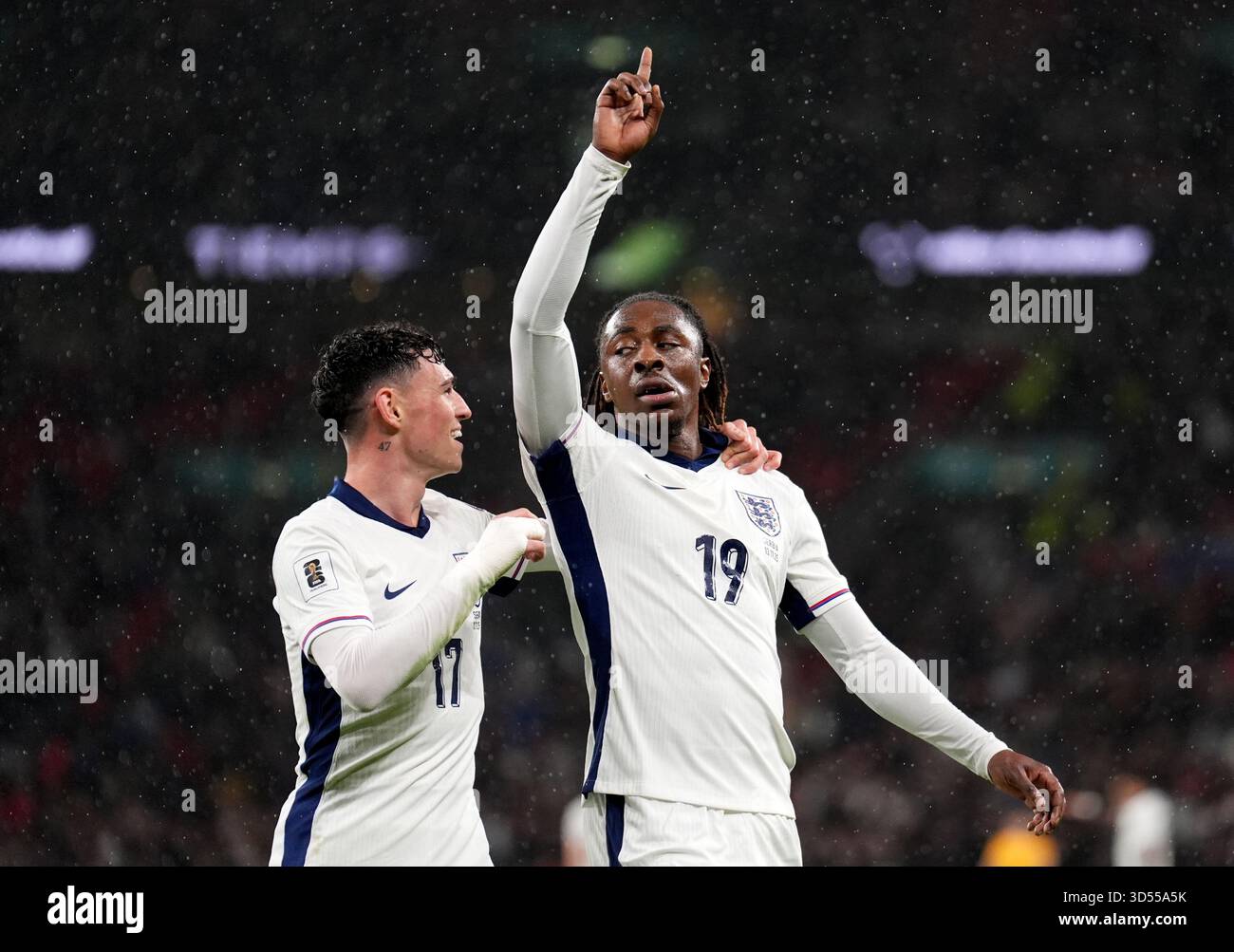 England's Eberechi Eze celebrates with Phil Foden after scoring their ...