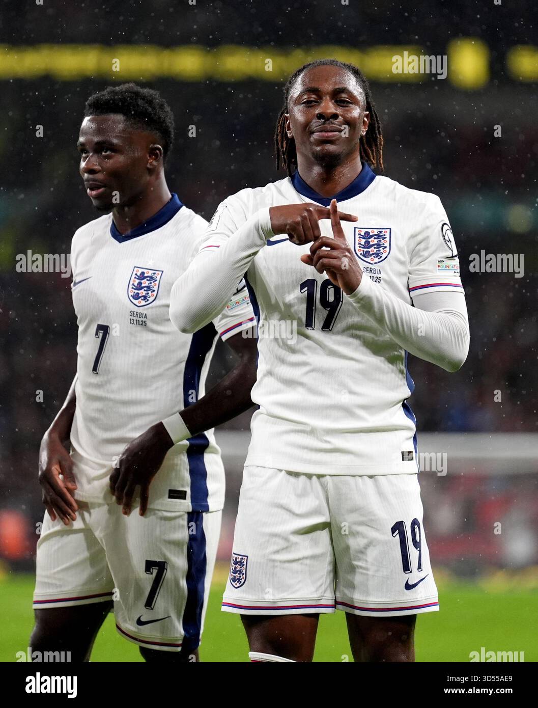 England's Eberechi Eze celebrates scoring their side's second goal of ...