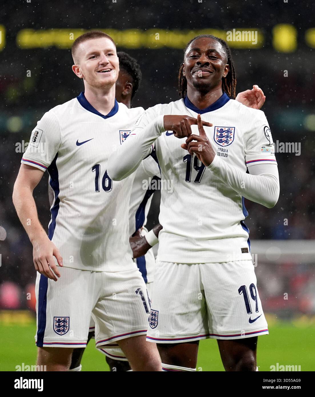 England's Eberechi Eze celebrates scoring their side's second goal of ...