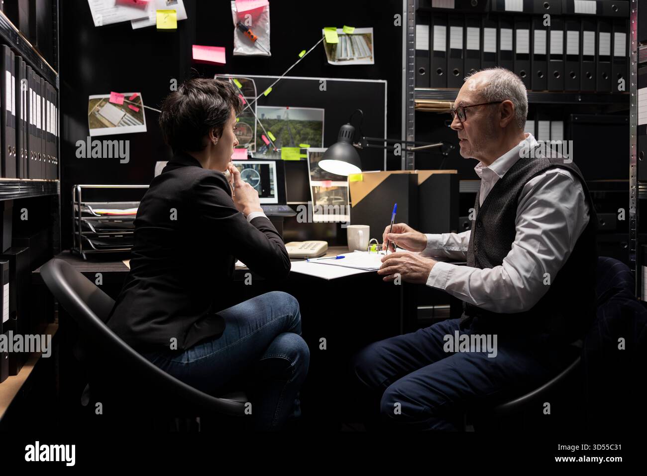 Team of two private detectives investigating an organized crime case ...