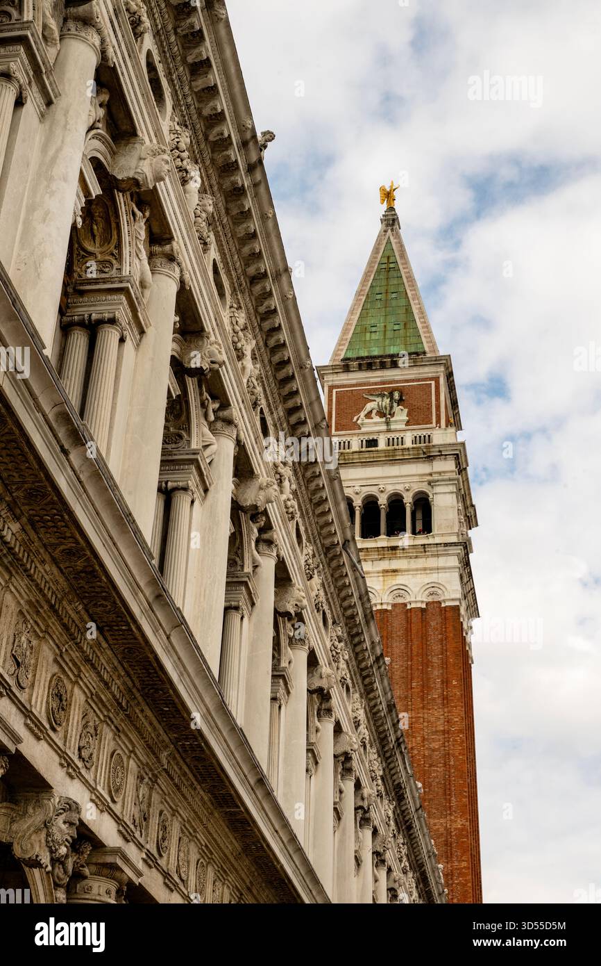 Iconic St. Mark's Campanile and Venetian Renaissance National Library ...