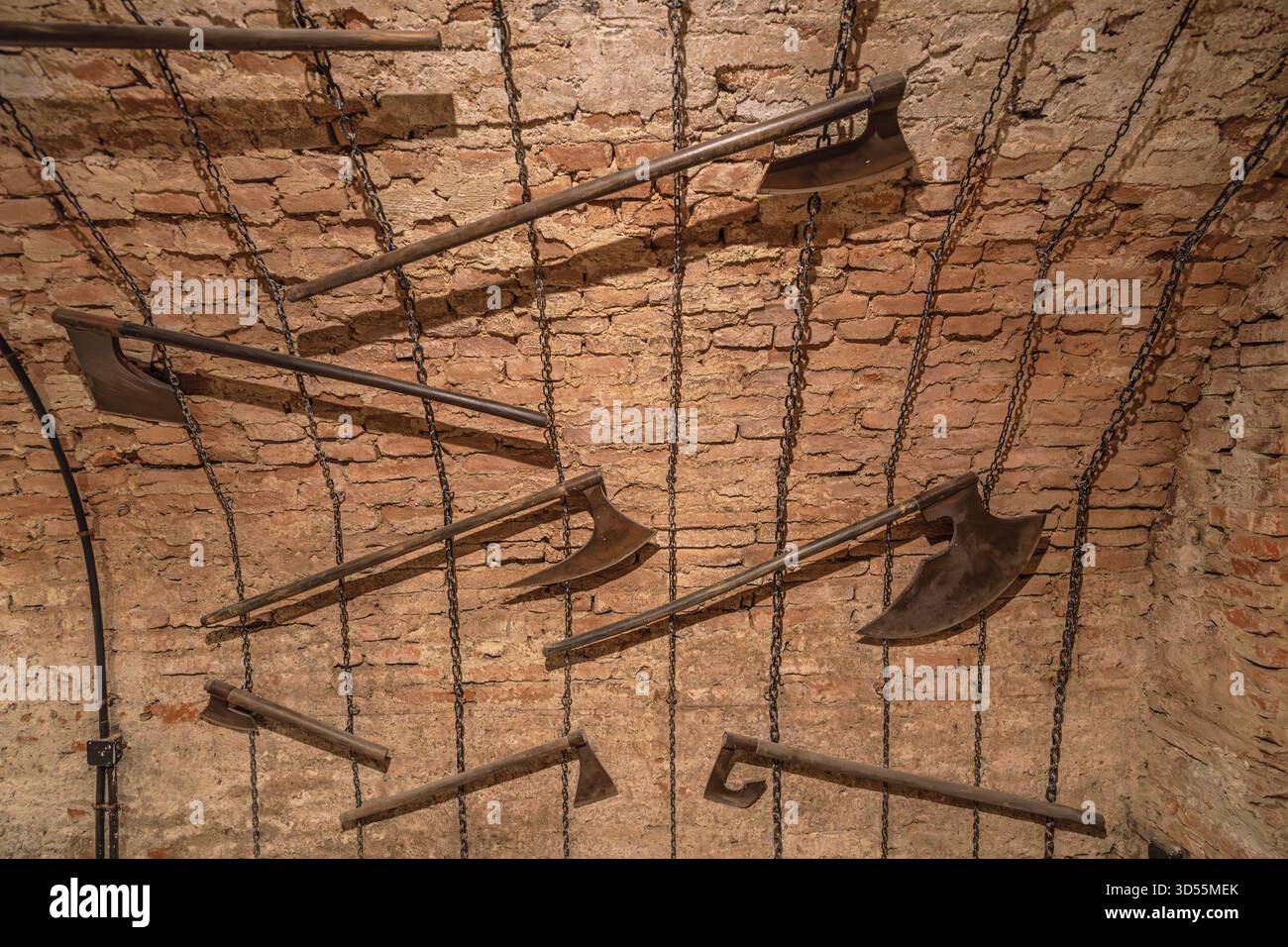 Transylvania, Romania - Oct 8, 2025: Old brick wall with various rusty ...