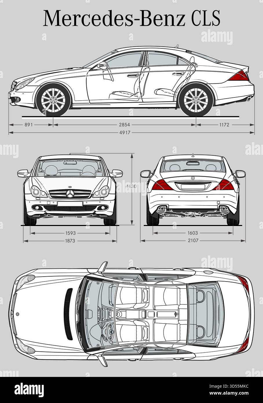 Mercedes-Benz CLS 2005-2010 Car Blueprint Stock Vector Image & Art - Alamy