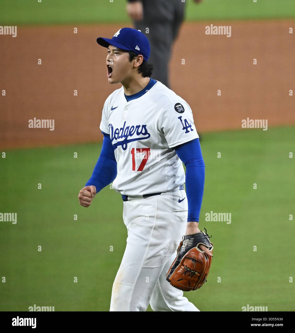 [FILE PHOTO]Los Angeles Dodgers starting pitcher Shohei Otani reacts in ...