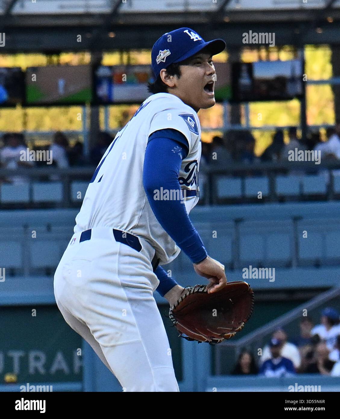 [FILE PHOTO]Los Angeles Dodgers starting pitcher Shohei Otani reacts in ...