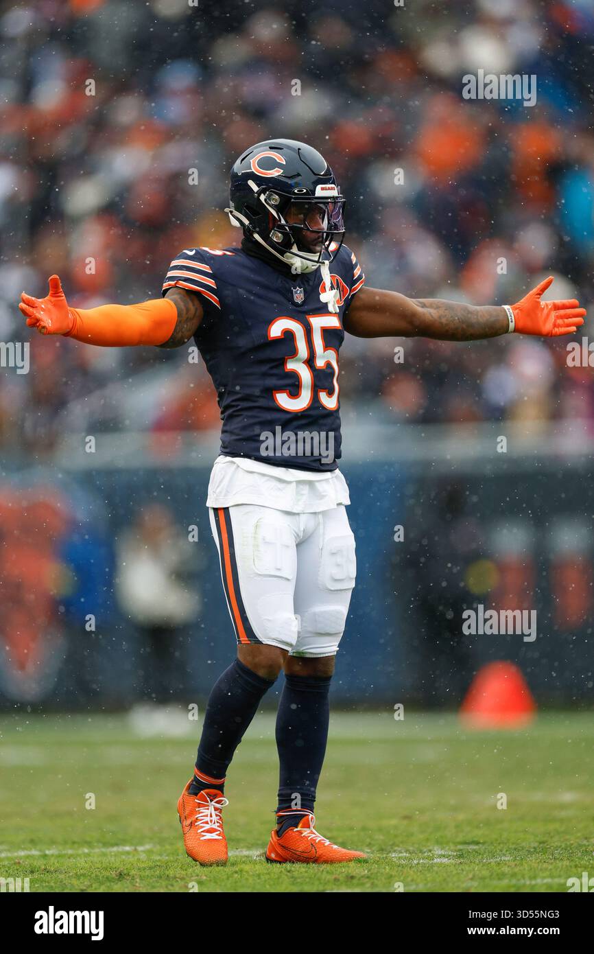 Chicago Bears safety C.J. Gardner-Johnson (35) reacts during the second ...