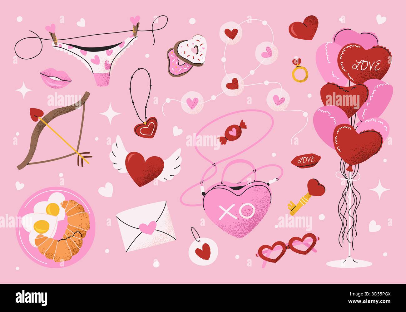 Garland red hearts valentines Stock Vector Images - Alamy