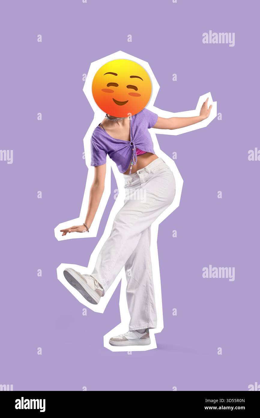 Dancing woman happy emoji hi-res stock photography and images - Alamy
