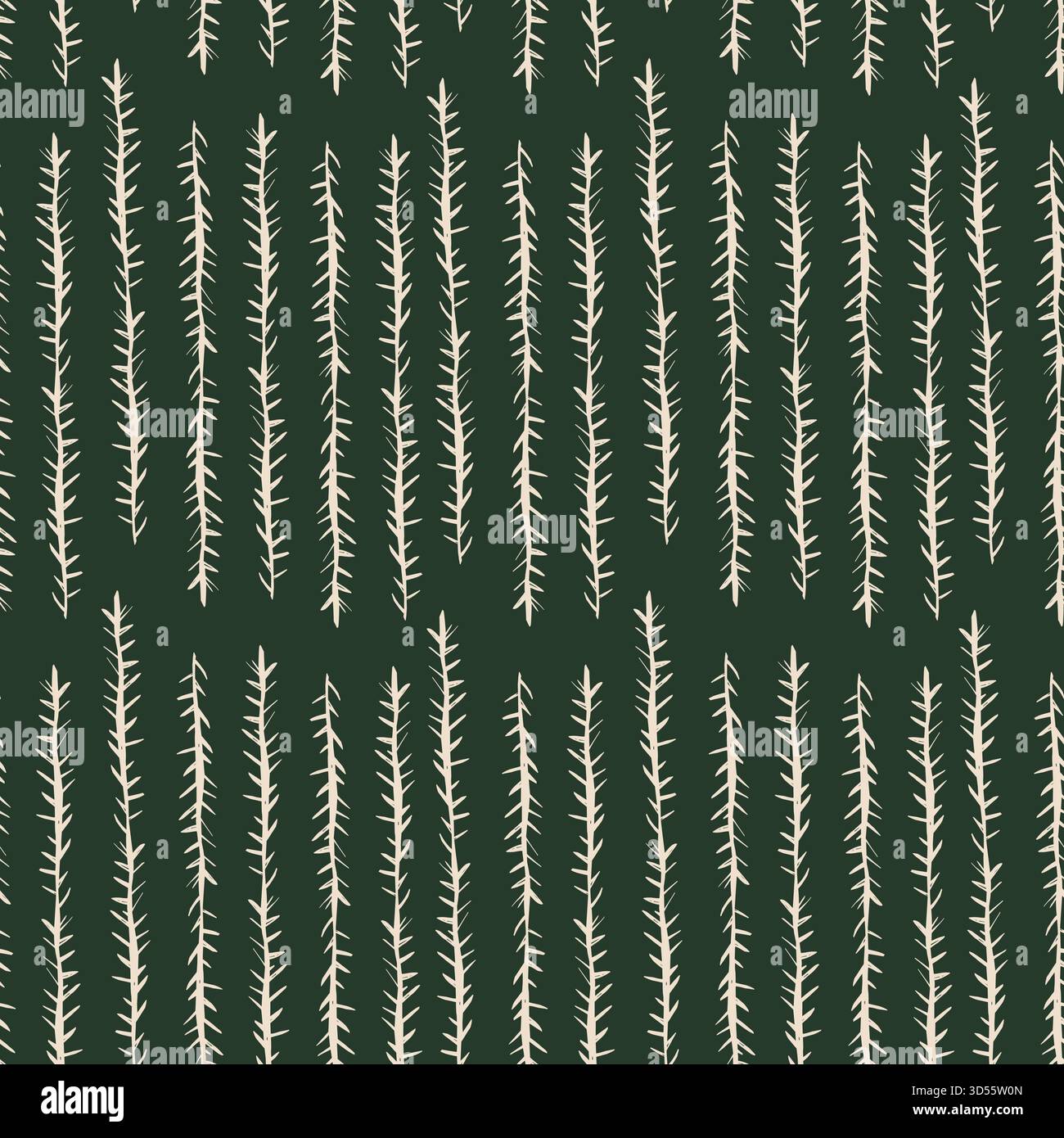 Christmas tree branch seamless pattern with hand drawn pine needles for ...