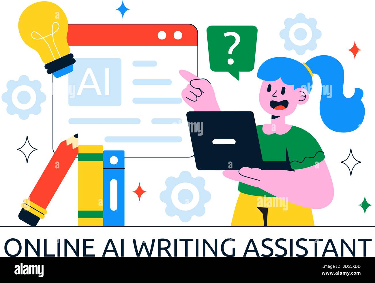 AI Writing Assistant Illustration with Artificial Intelligence ...