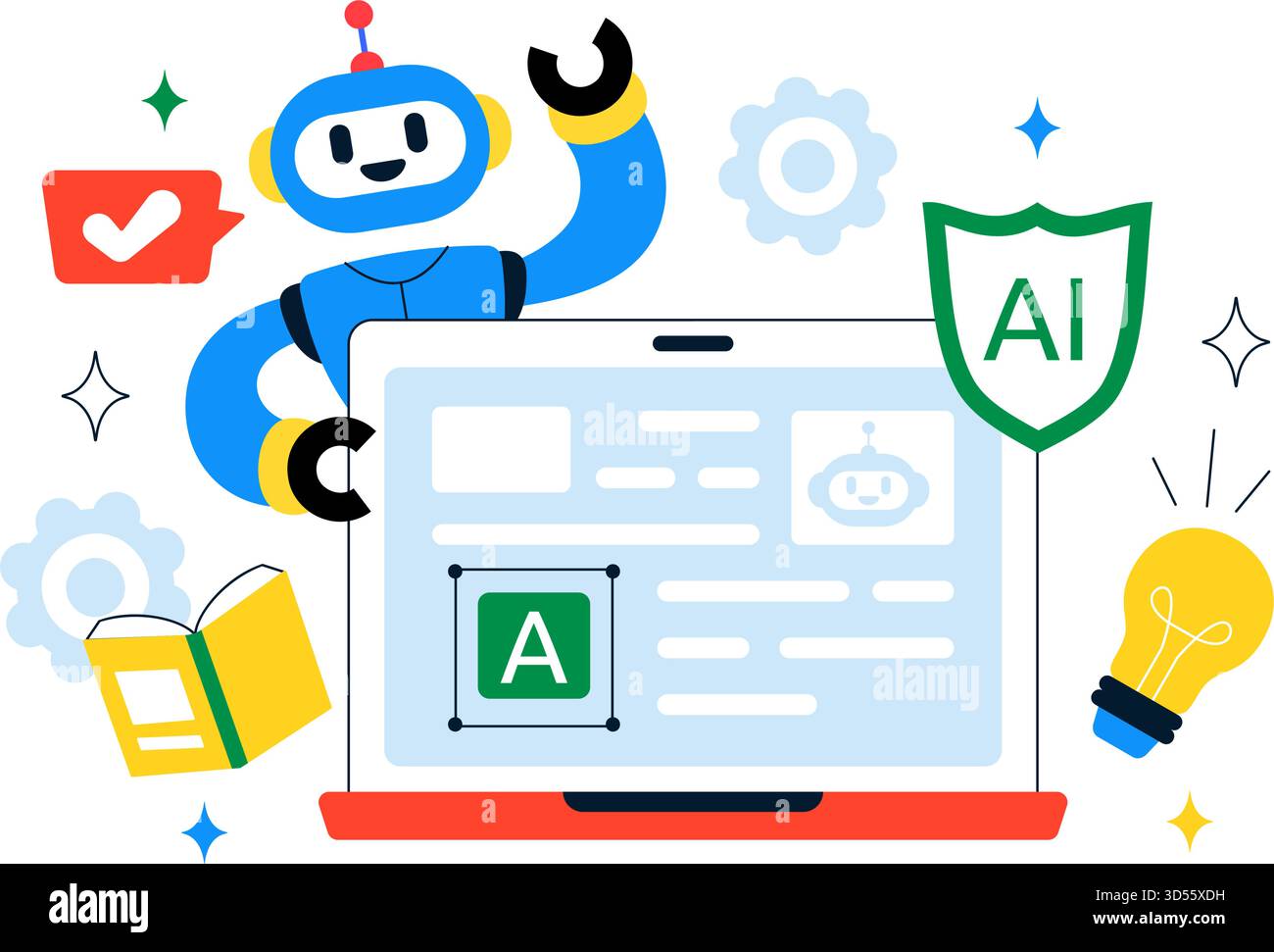 AI Writing Assistant Illustration with Artificial Intelligence Technology For Translation ...