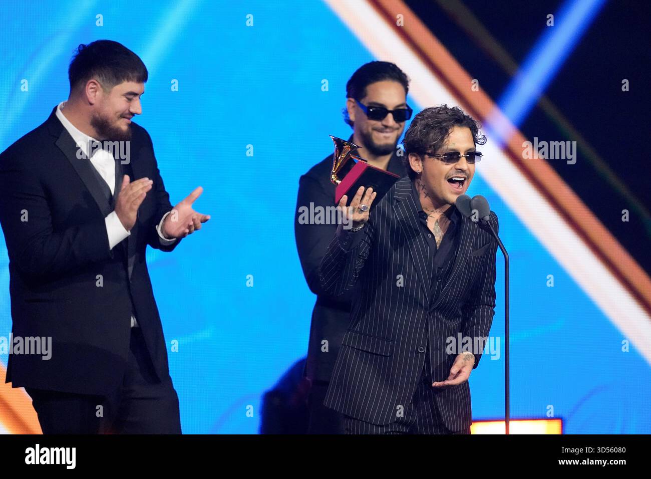 Christian Nodal accepts the award for best ranchero/mariachi album for ...