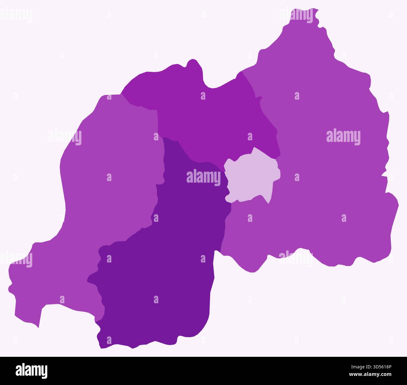 Map of Rwanda with regions. Just a simple country border map with ...