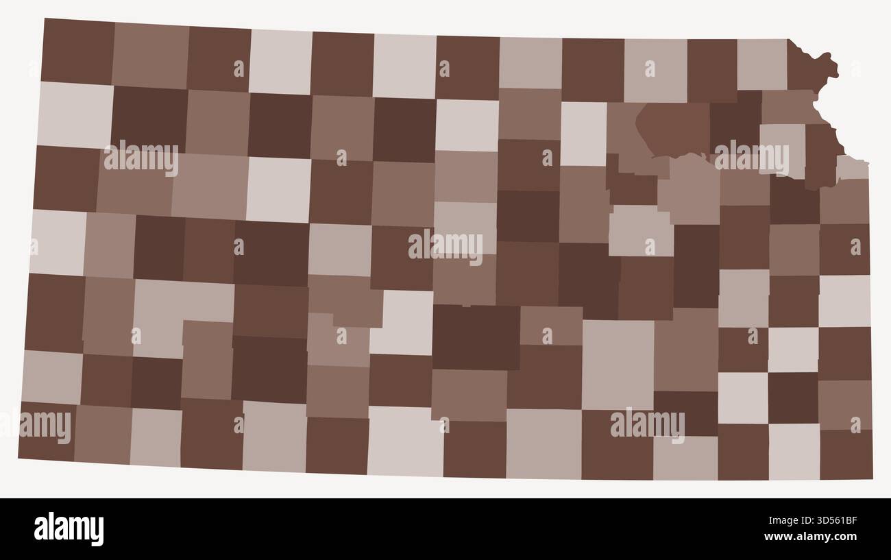 Map of Kansas with counties. Just a simple state border map with county ...