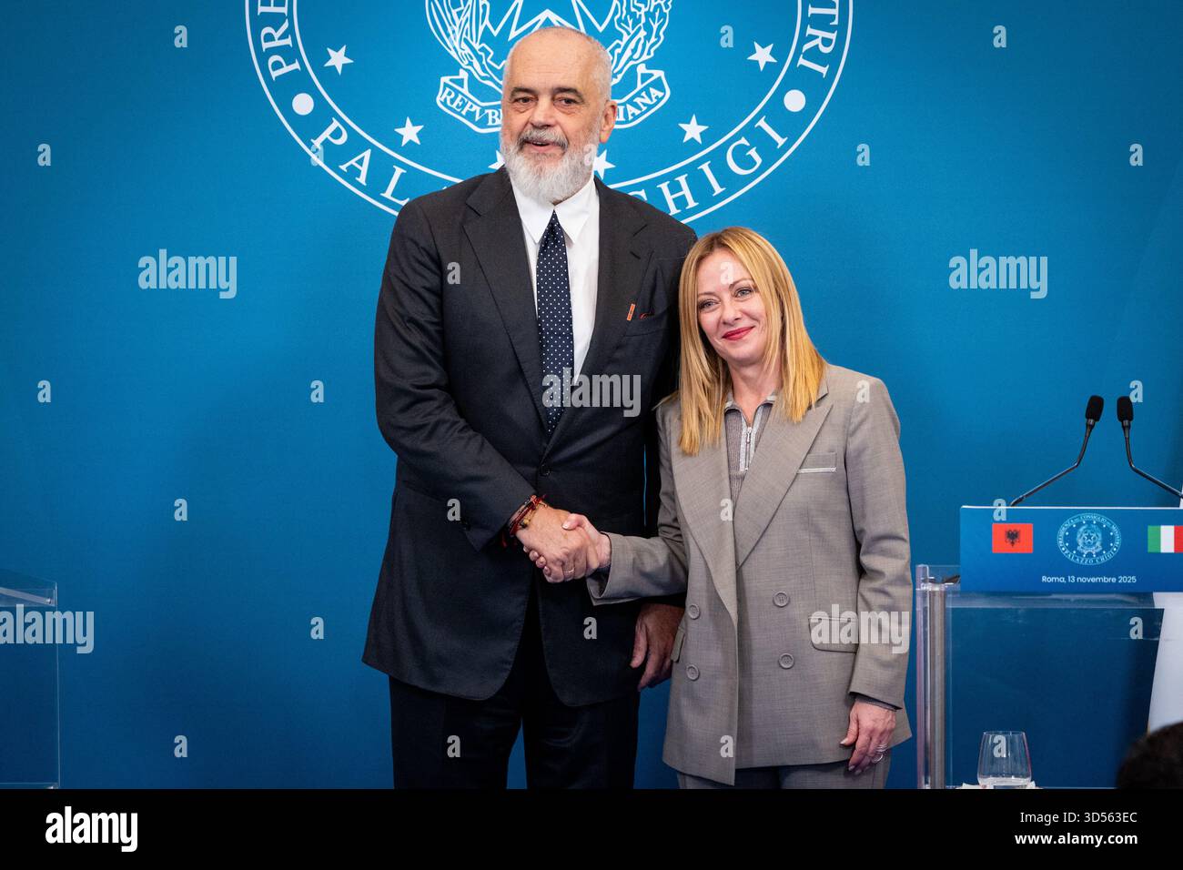 Italian Prime Minister Giorgia Meloni and Albanian Prime Minister Edi ...
