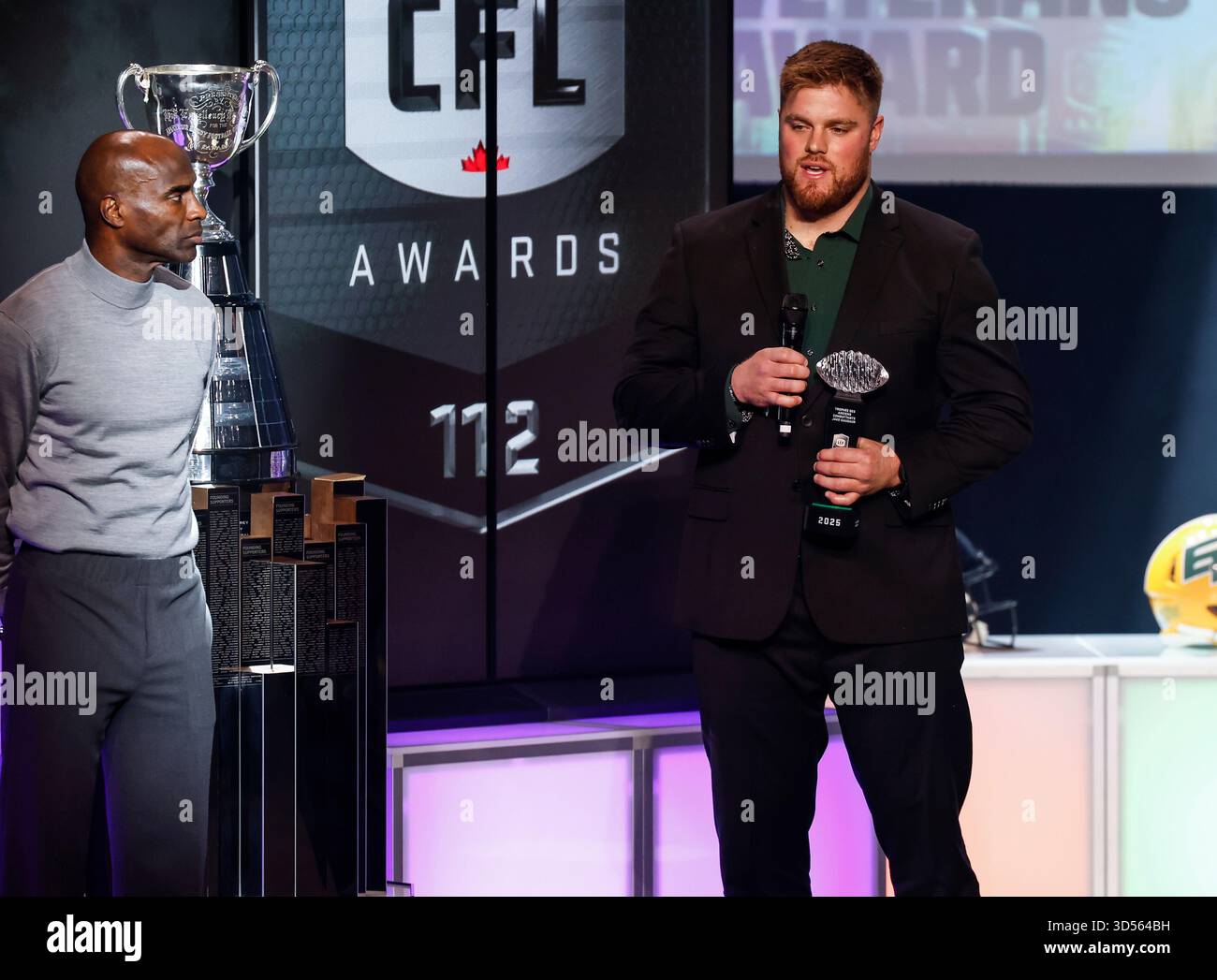 Saskatchewan Roughriders' Logan Ferland speaks after being named the ...