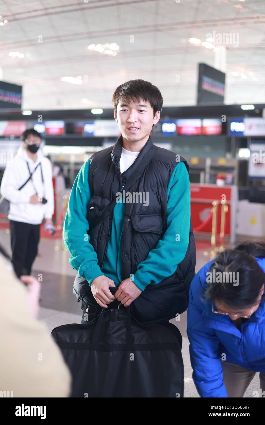 Chinese actor Shi Yunpeng appears at the airport in Beijing, China, 12 ...