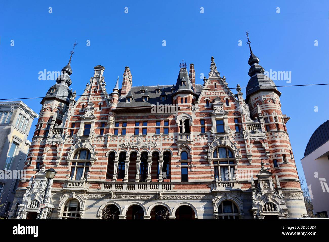 Grand Flemish Neo-Renaissance or Eclectic mansion with red brick facade ...
