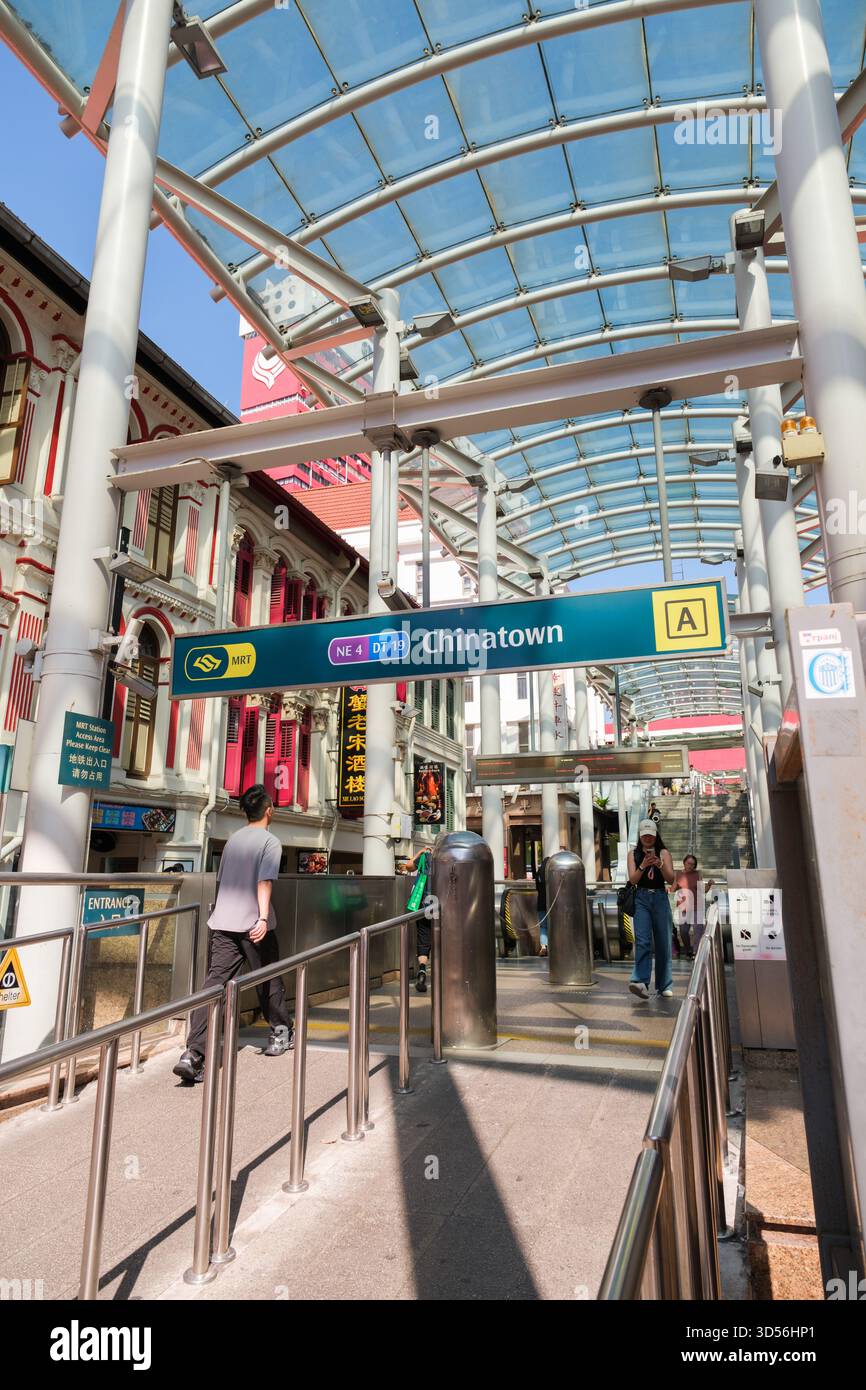 Singapore - October 3, 2025: The entrance to Chinatown MRT station ...