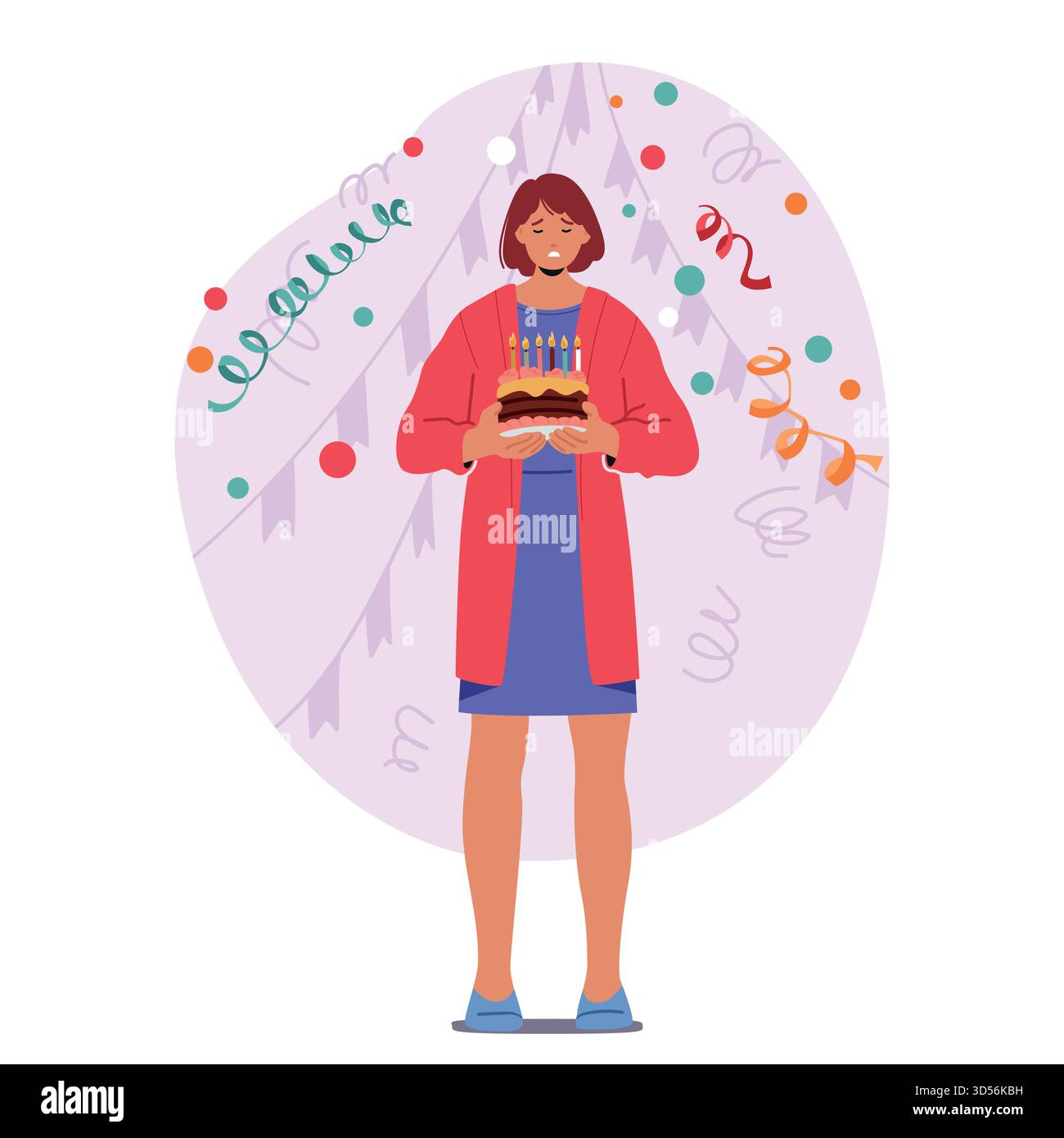 Sad woman celebrating birthday Stock Vector Images - Alamy