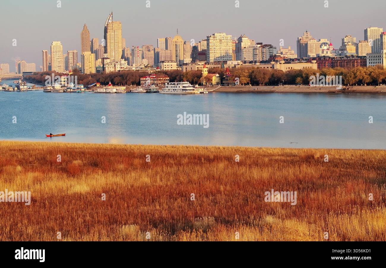 Early winter scenery by Songhua River in Harbin City, northeast China's ...
