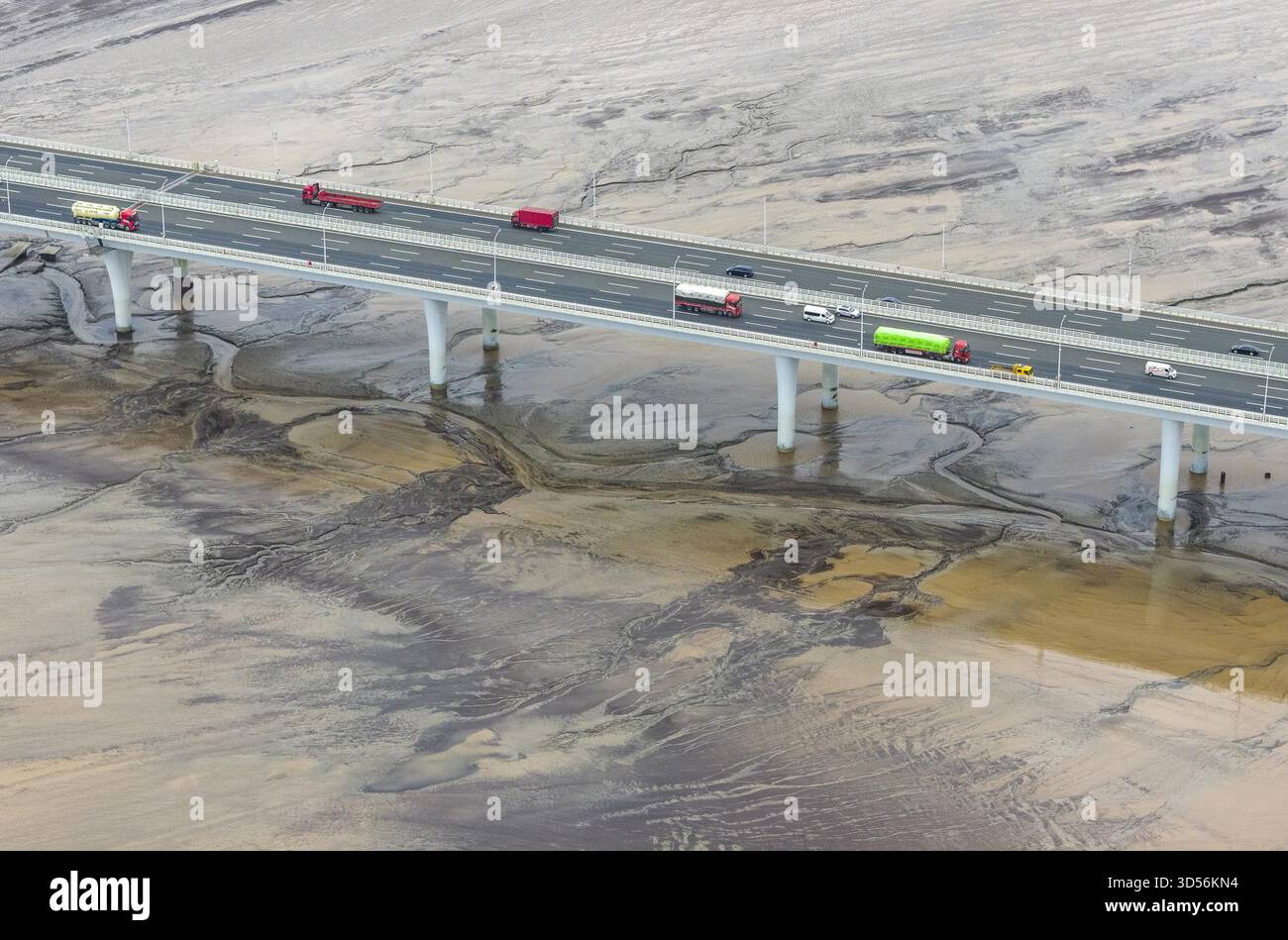 Aerial photo shows the tidal-flat presenting a landscape of forests in ...