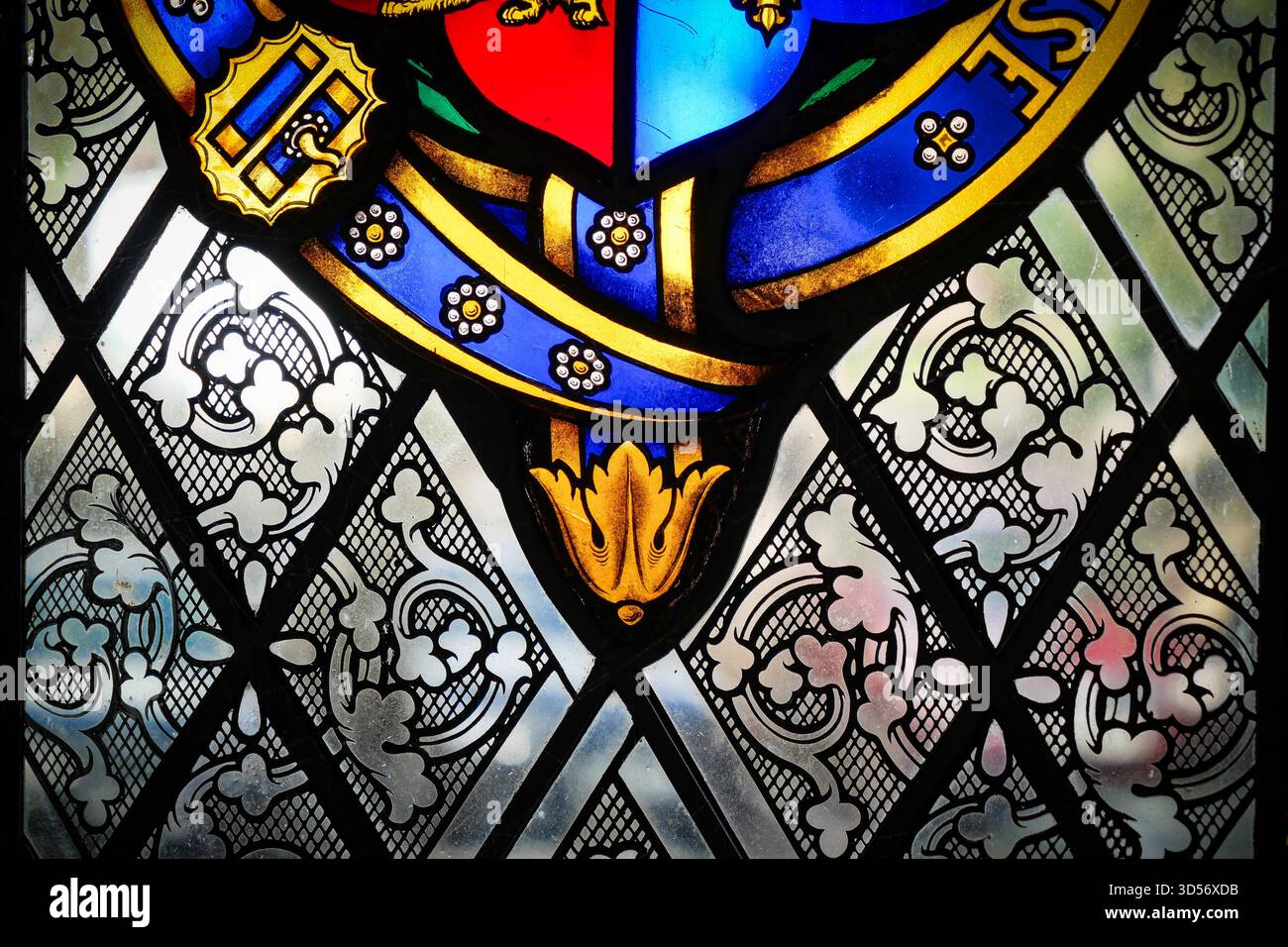 Decorative Stained Glass Window with Heraldic Detail Stock Photo - Alamy