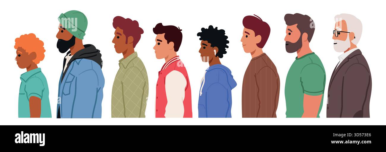 Men In Profile View Exhibit Distinctive Silhouettes, Showcasing Their ...